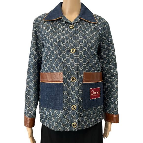 Gucci | Jackets & Coats | Gucci Monogram Denim Jacket | Poshmark